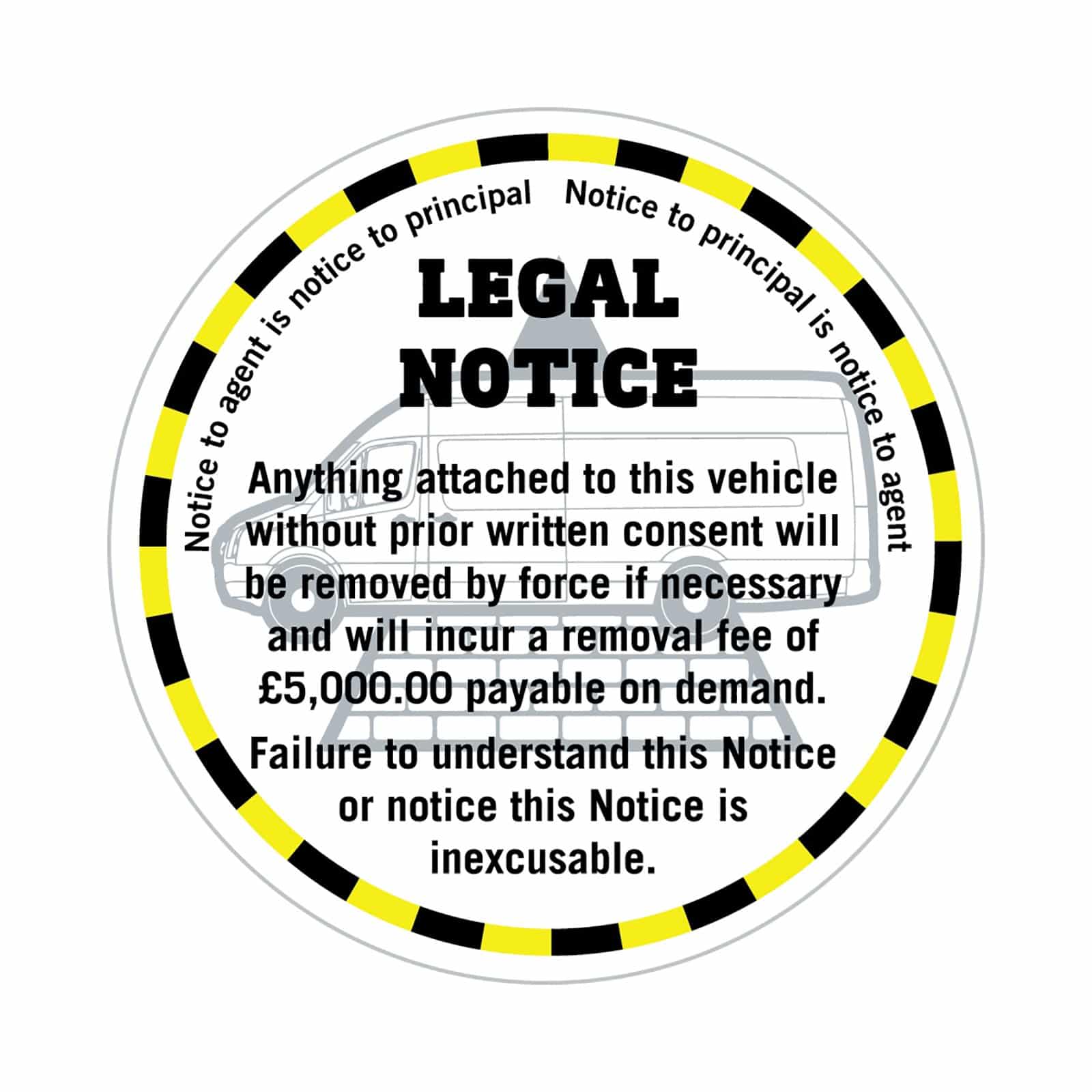 Legal Notice - Parking Defence System - Set of 5 (Window Stickers ...